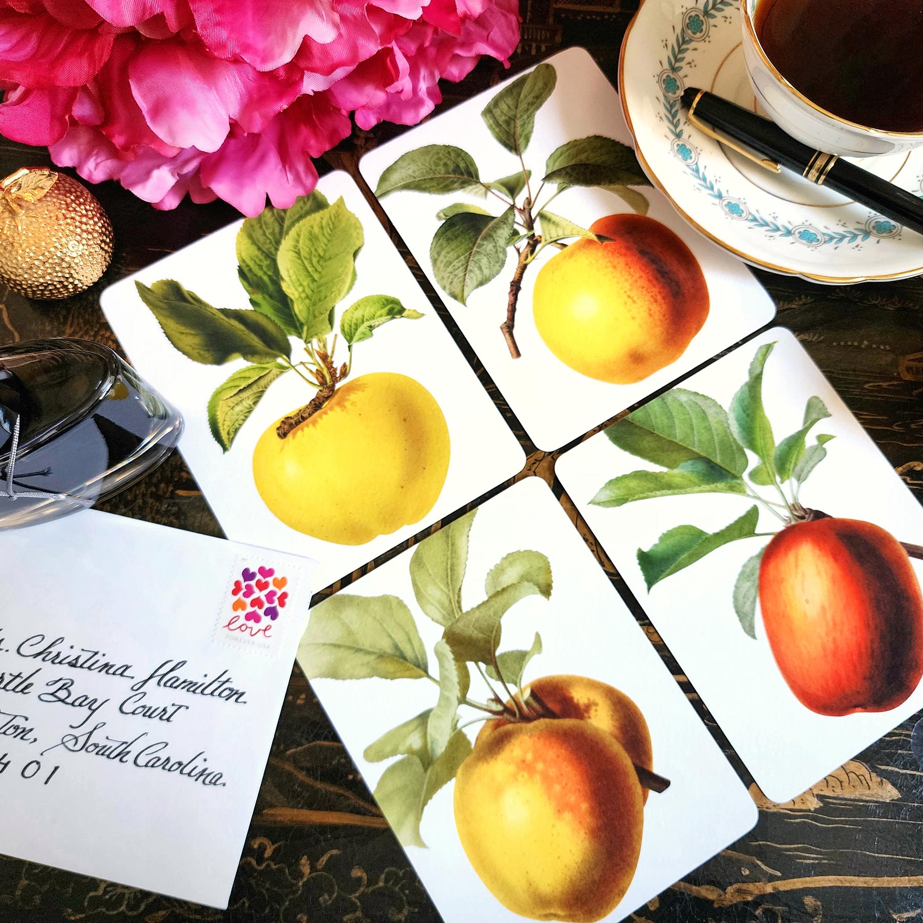 Set/ 12 Apple Medley: Pack of Boxed Custom Note Card set