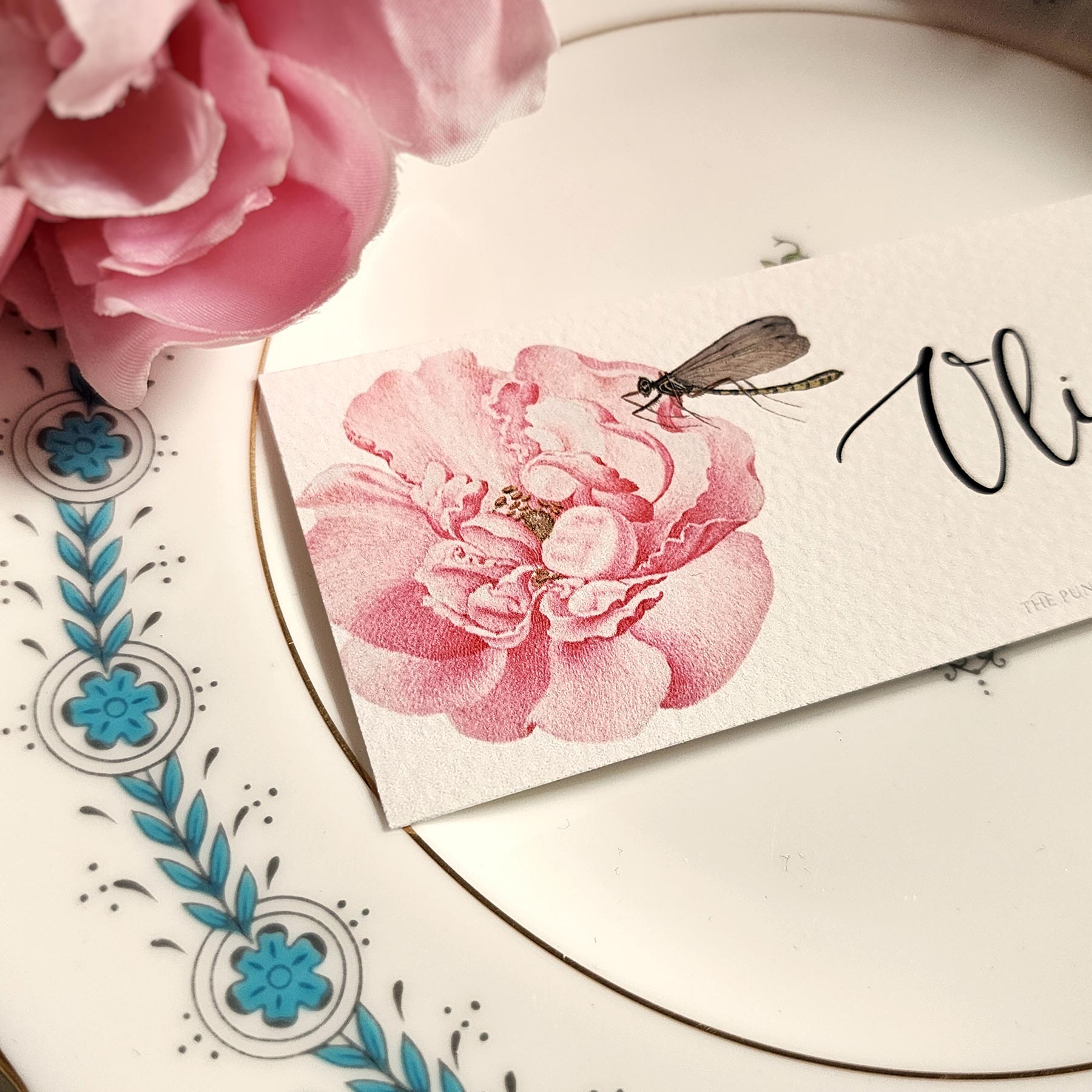 Set/ 16 Blossoms Laydown custom name place cards