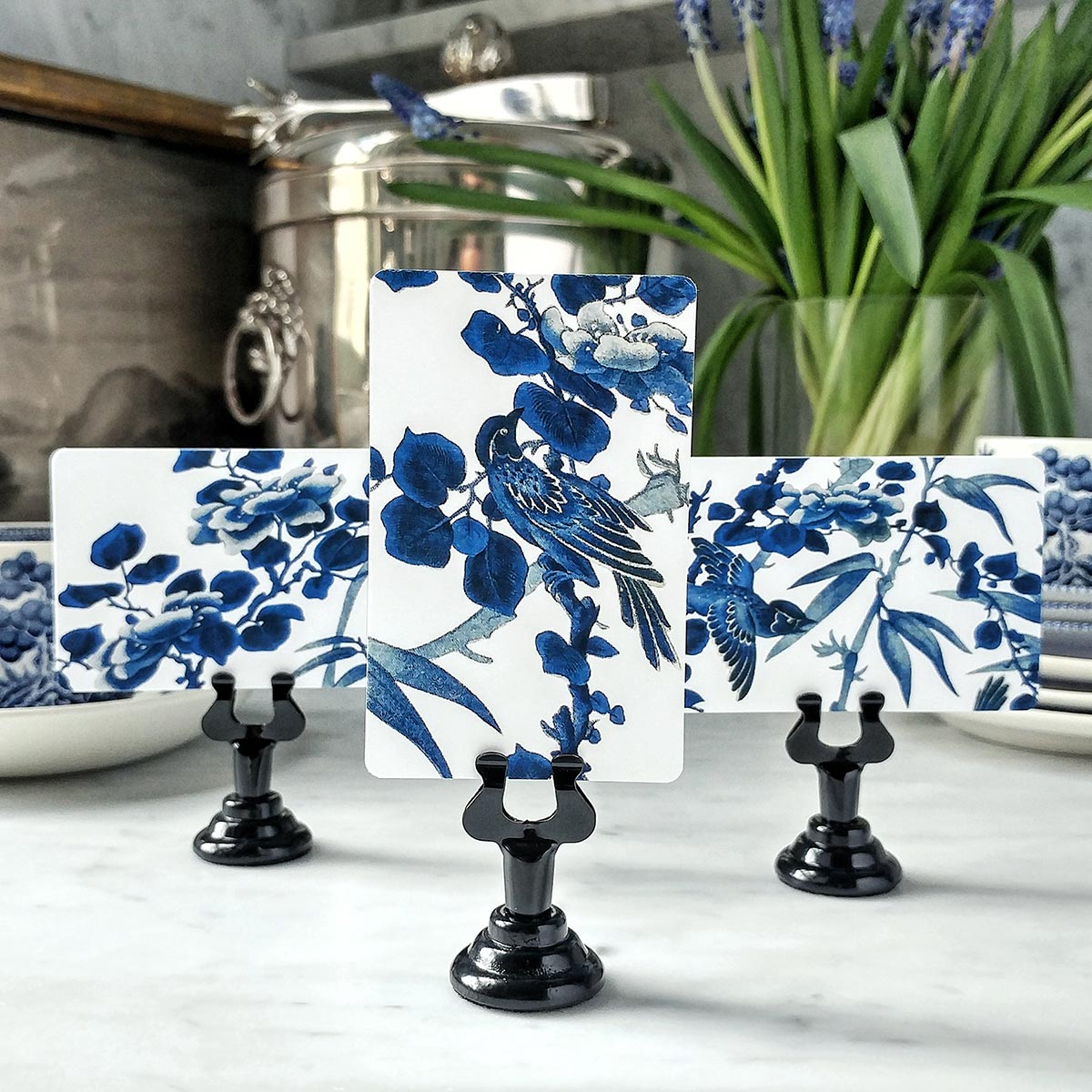 Set/ 8-16 Custom Blue and White illustrated custom place