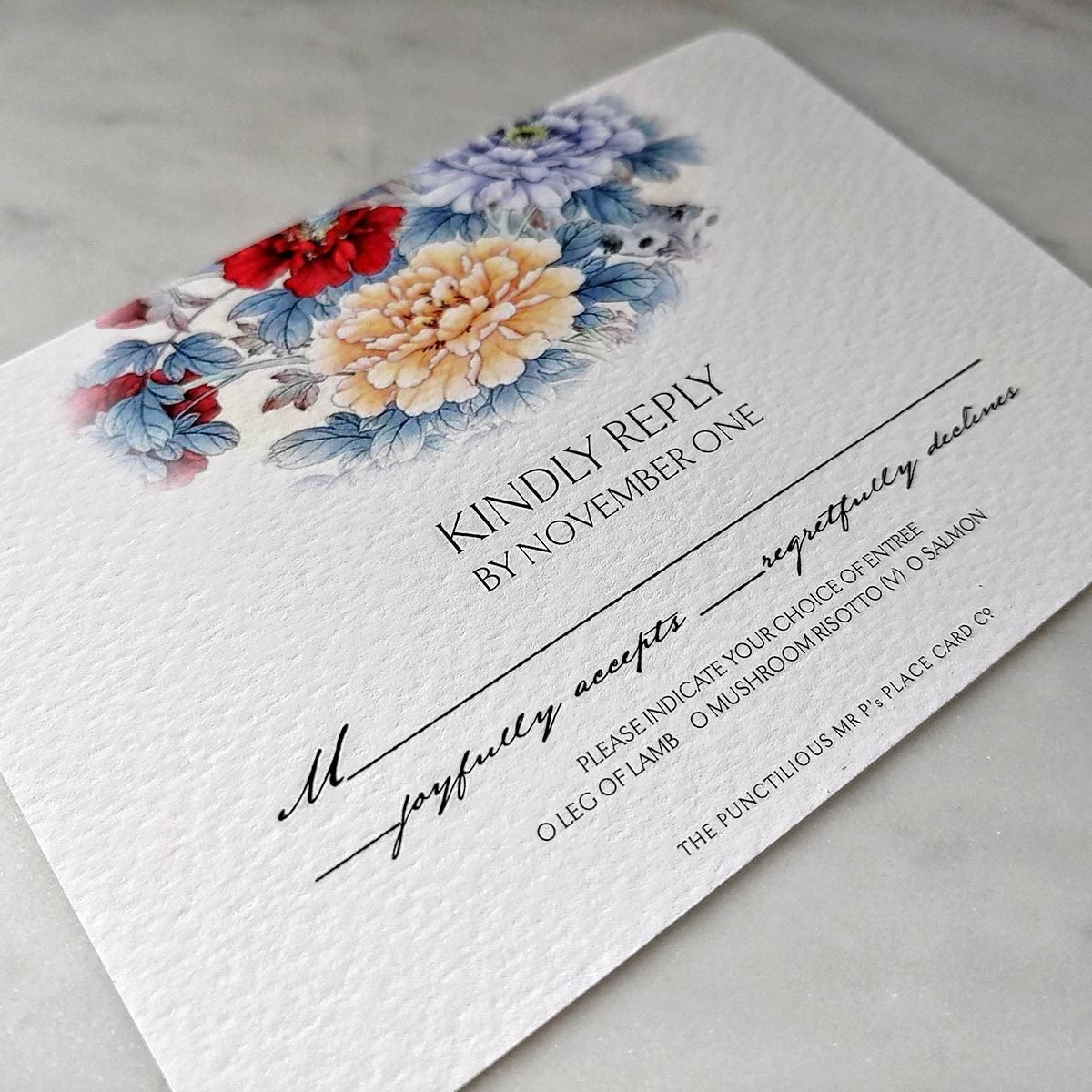 Set/ 4 Custom Wedding RSVP Cards