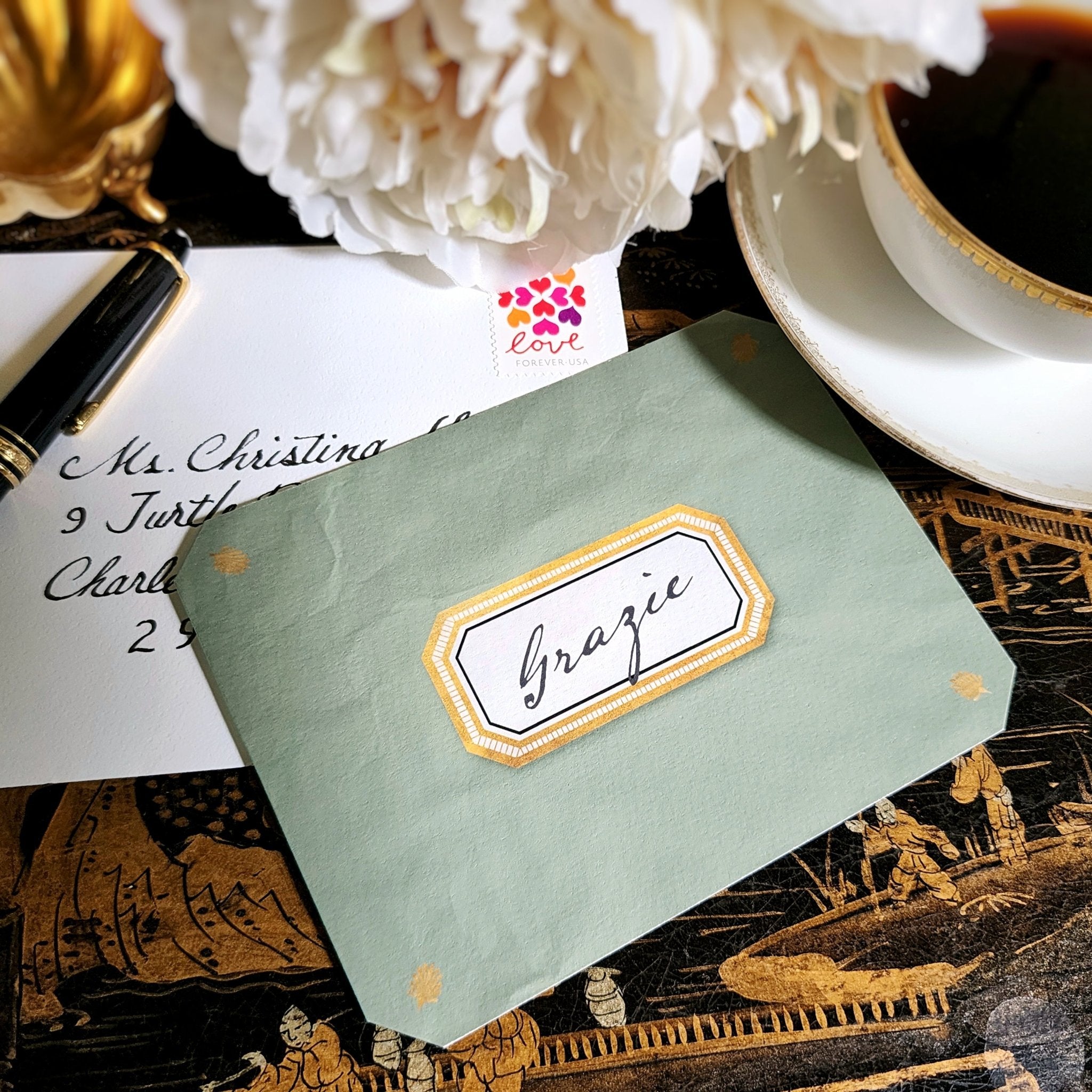 Set/ 12 Envoy: Jardin- Custom Thank You Note Cards