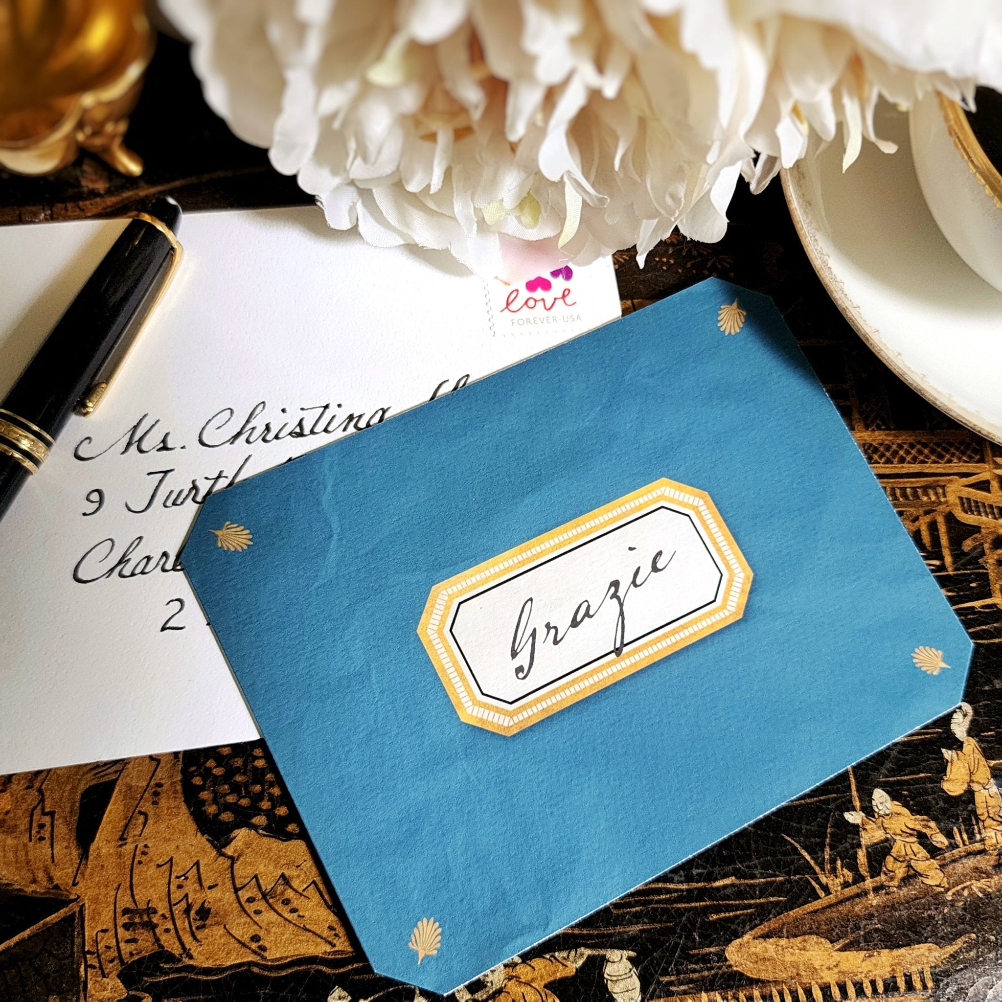 Set/ 12 Envoy: Marine- Custom Thank You Note Cards