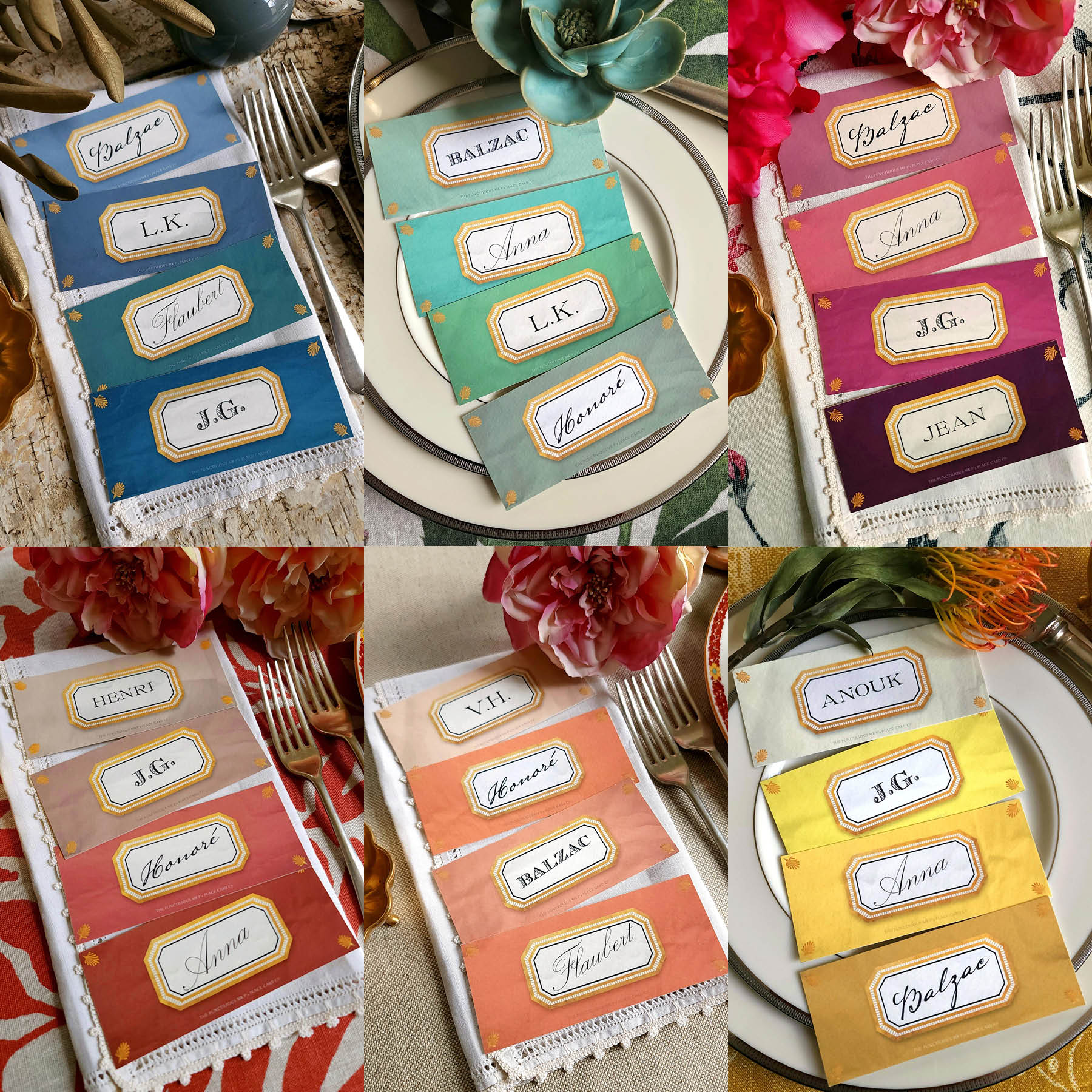 Set/ 16 Envoy-Soleil (yellows) Laydown custom place cards