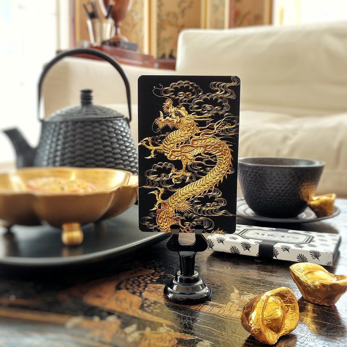 Set/16 Golden Dragon (Asian) custom name place cards