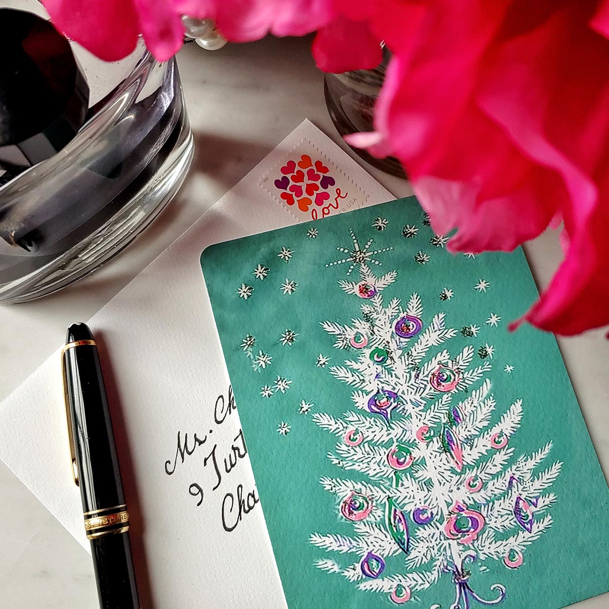 Set/ 12 Hollywood Christmas Pack of Custom Note card Set