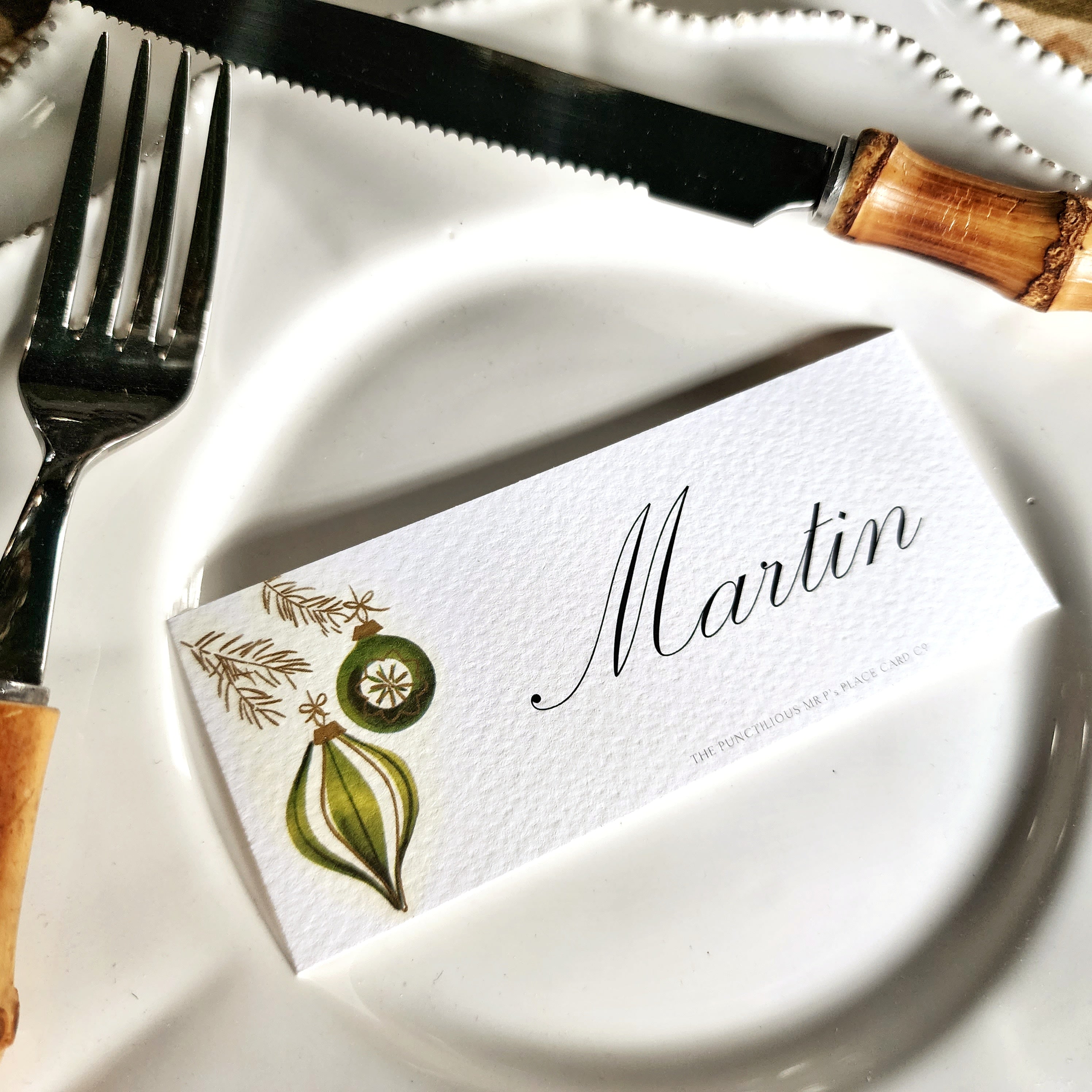 Set/ 16 Mid-Century Baubles- Custom Laydown Place Cards