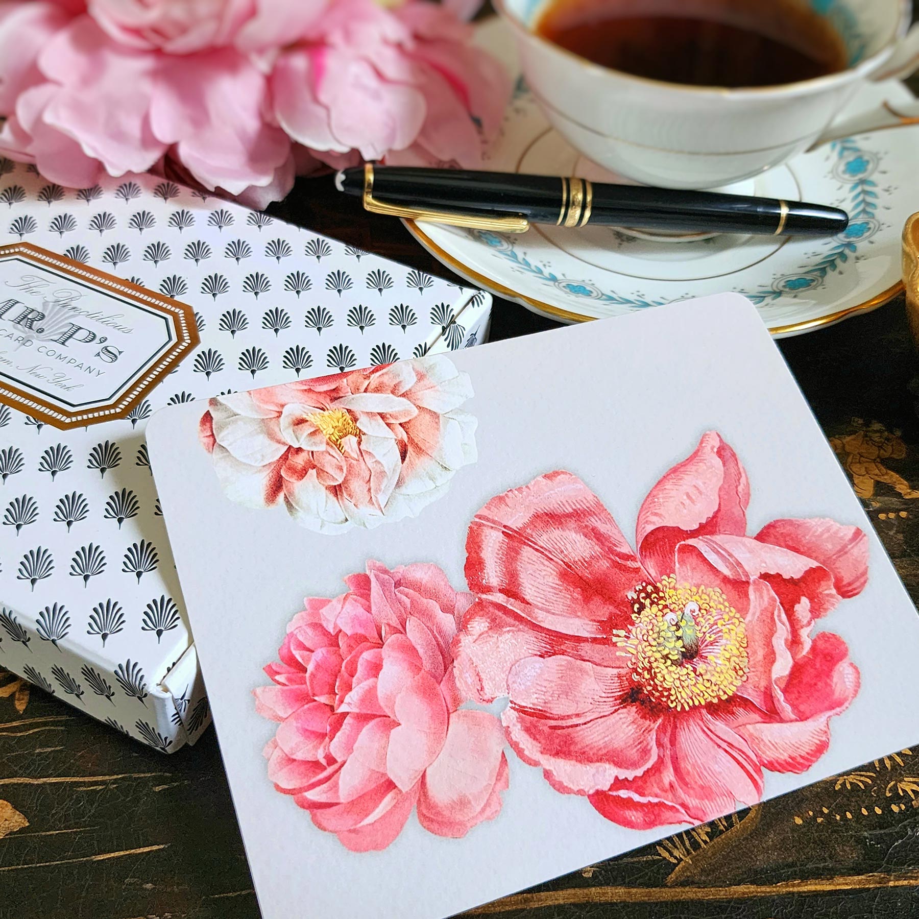 Set/12 Blossoms Flower Custom Note Card Set