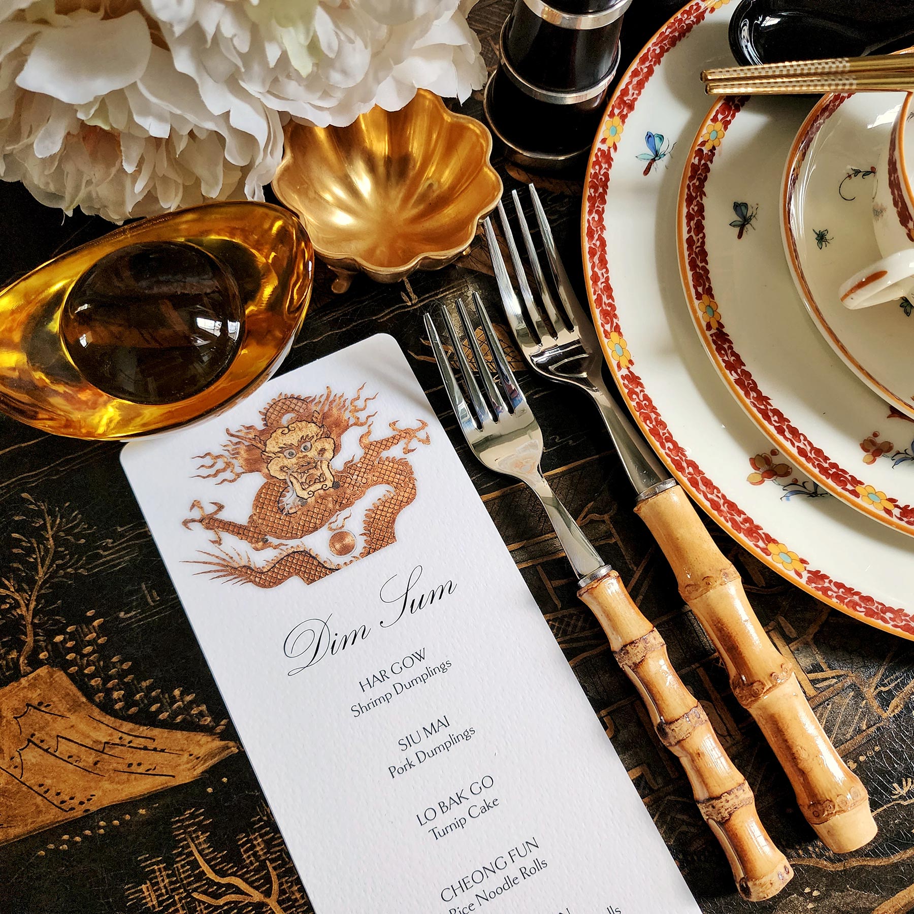 Set/4 Radiant Dragon Custom Menu Cards