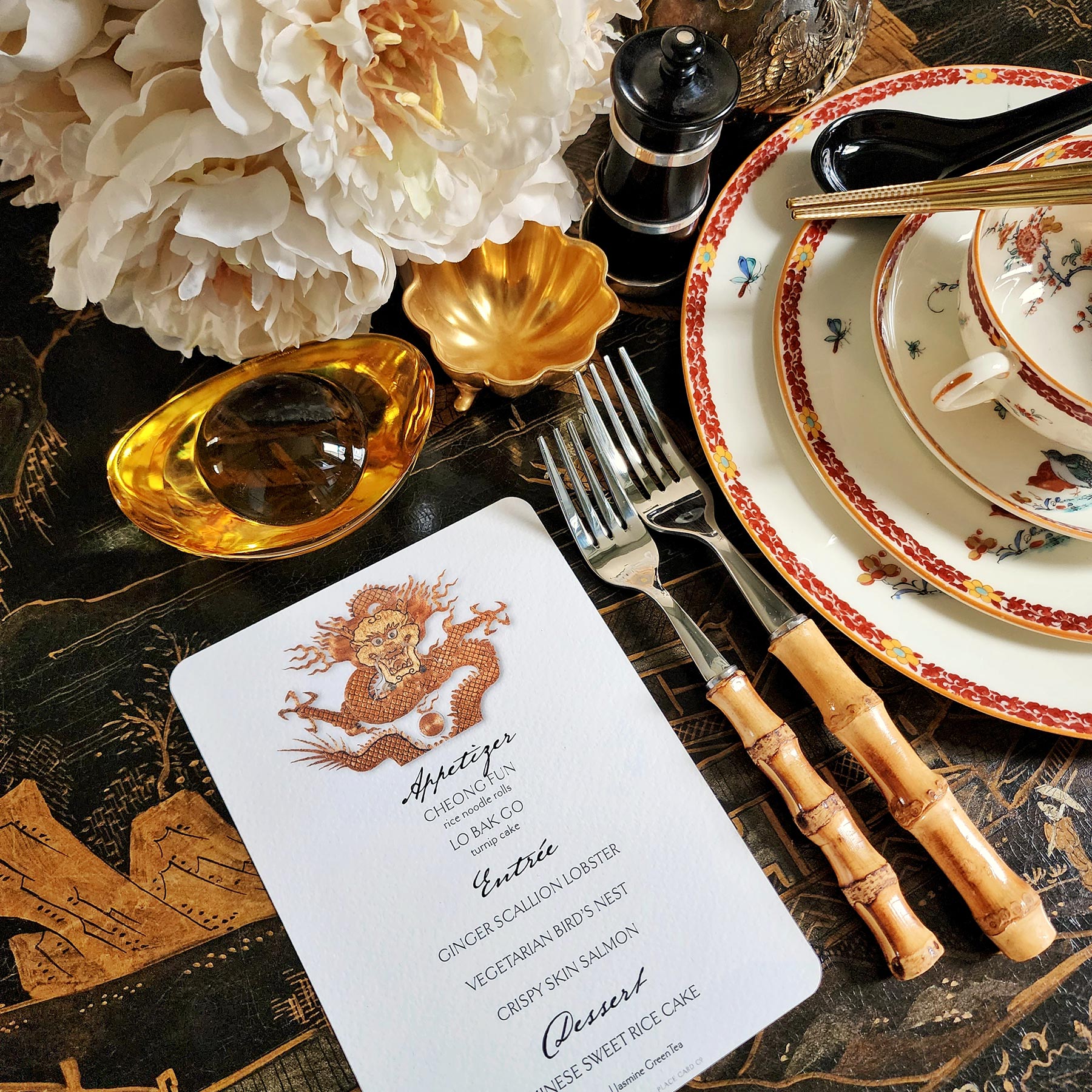 Set/4 Radiant Dragon Custom Menu Cards