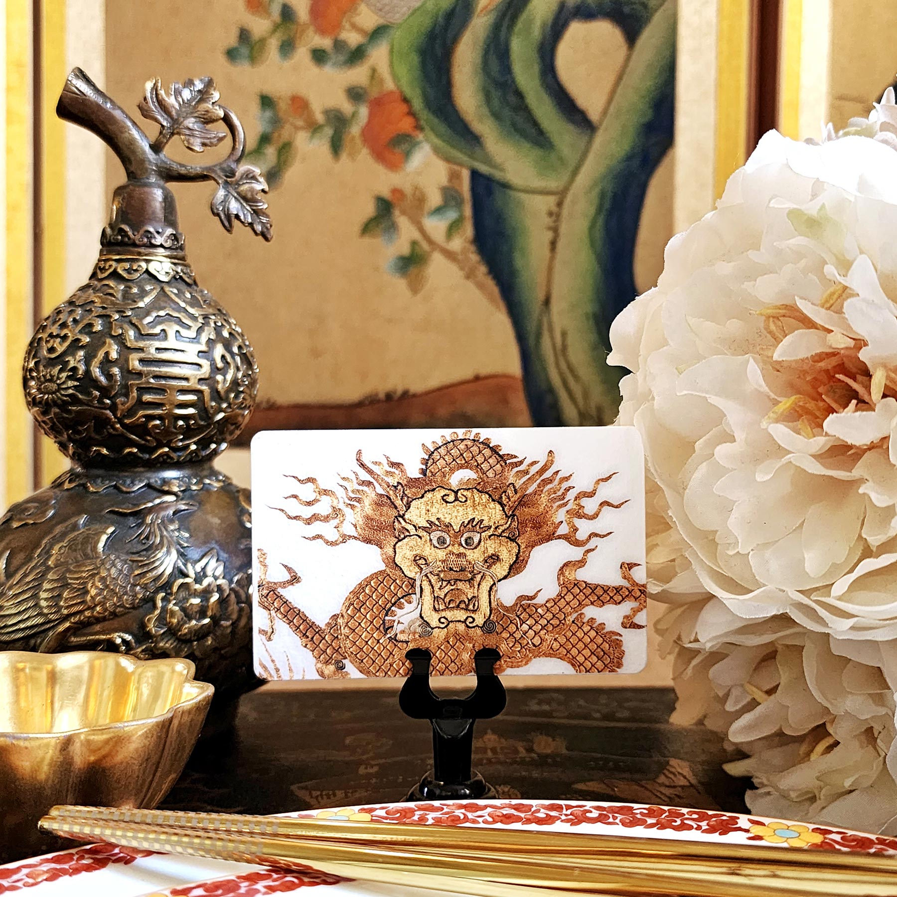 Set/ 8-16 Radiant Dragon Chinoiserie custom name place cards