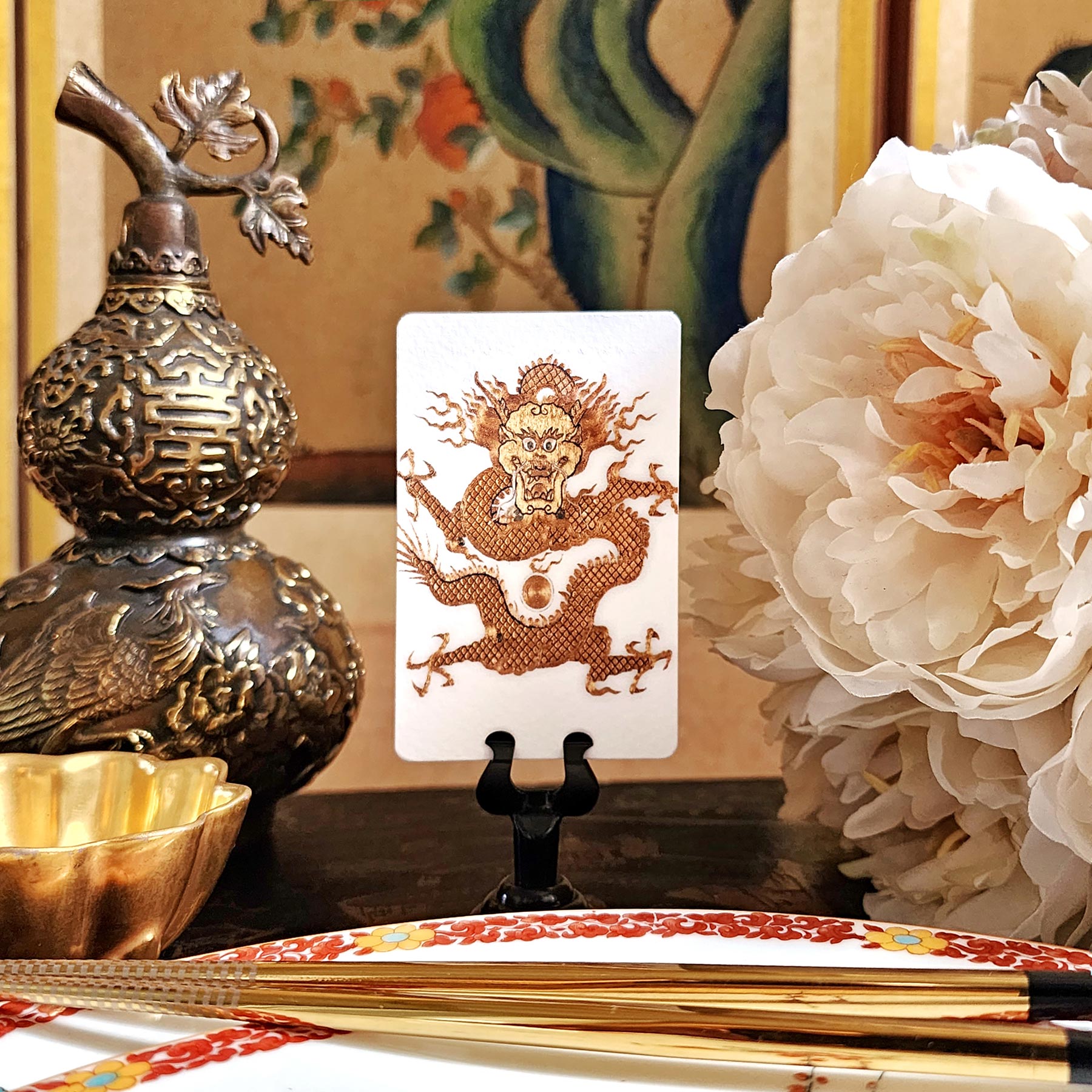 Set/ 8-16 Radiant Dragon Chinoiserie custom name place cards