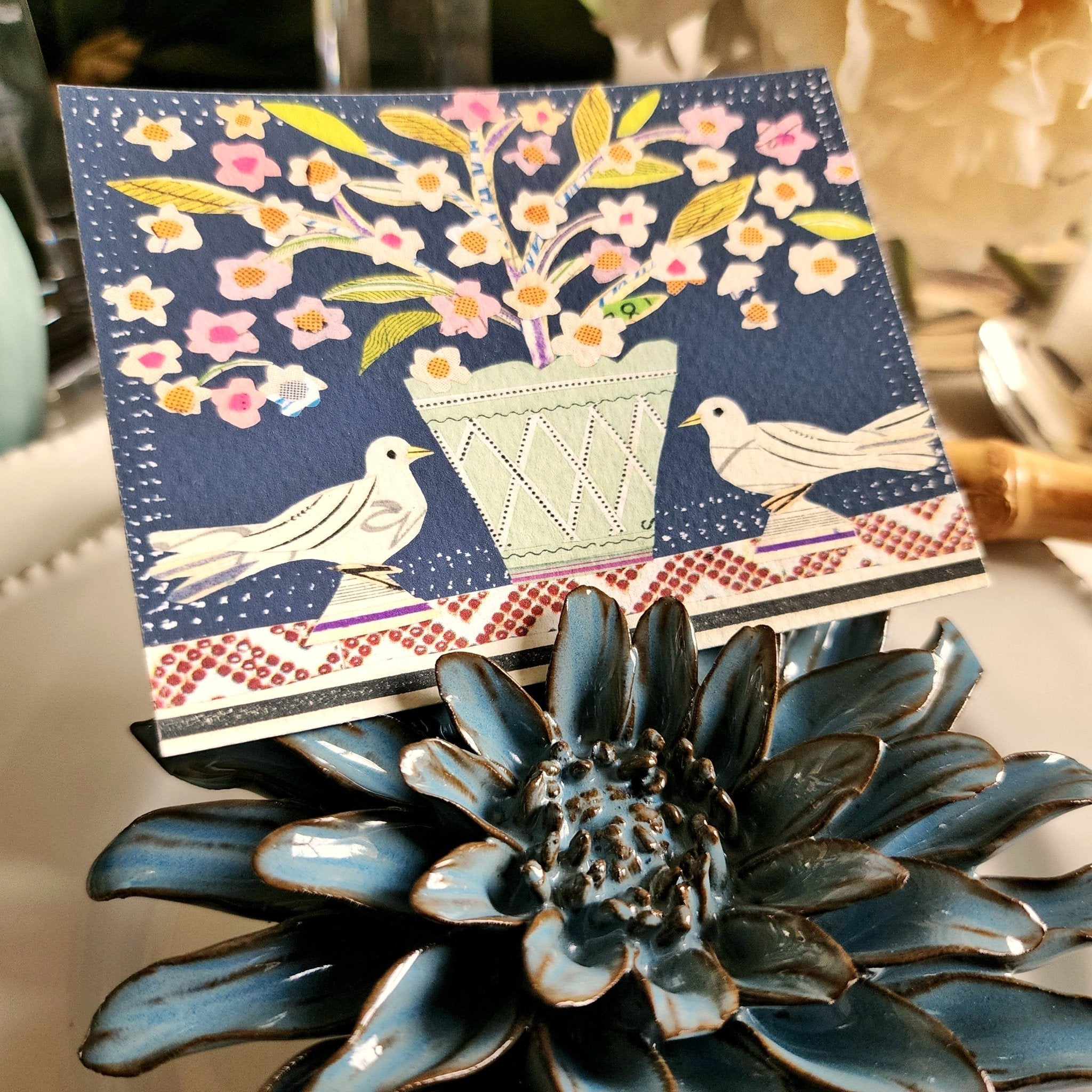 Set/ 12 Sarah V Battle- Doves & Swans Custom Place Cards | Mr. P